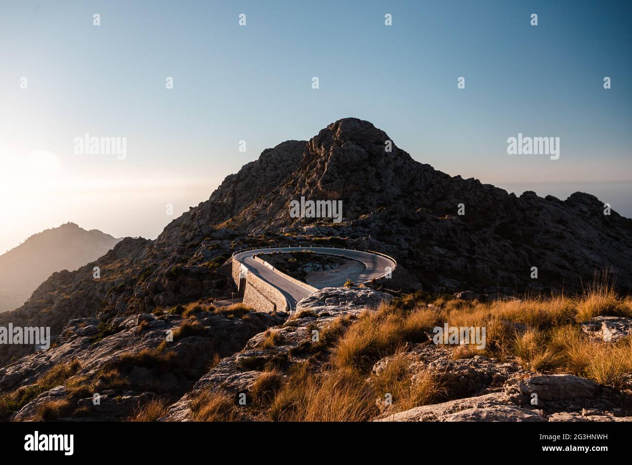 Famous road in Mallorca called 'Nus de sa Corbata' during the golden ...