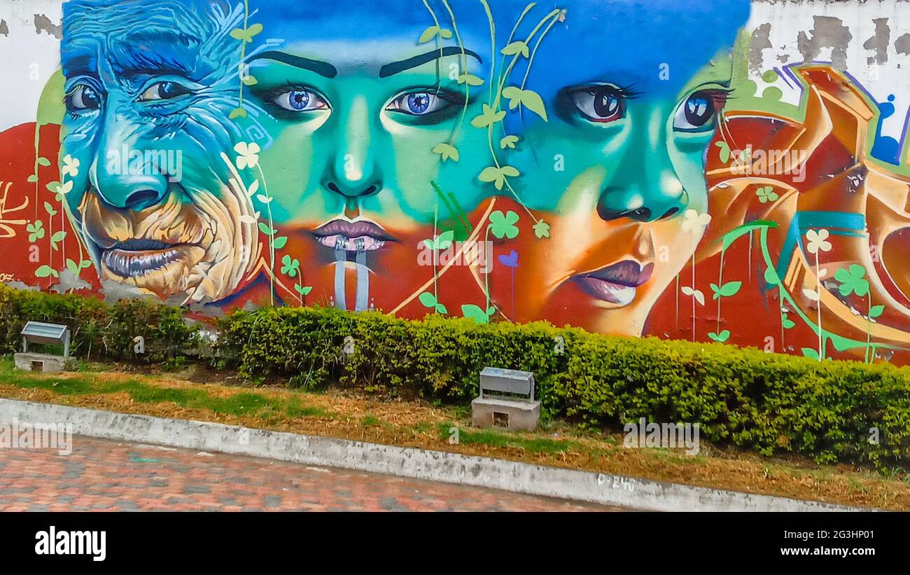 This beautiful mural is painted on the wall of the Hospital Moderna in ...