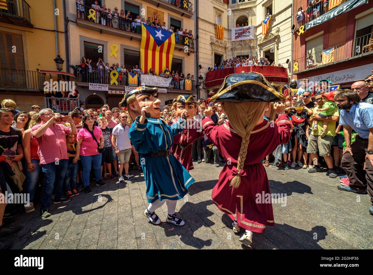 Dance of the Nans Vells (Old Dwarfs) in the Patum de Berga festival ...