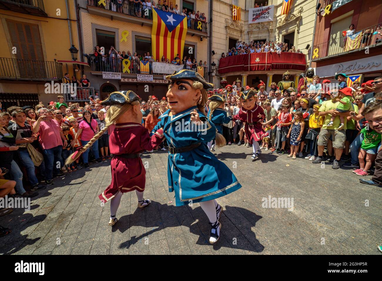 Dance of the Nans Vells (Old Dwarfs) in the Patum de Berga festival ...