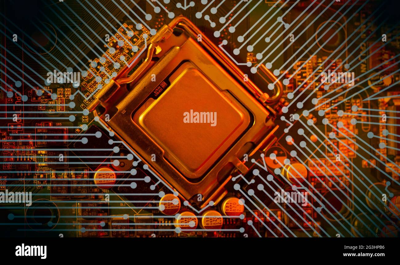 Computer Chip closeup view of technology concept Stock Photo - Alamy