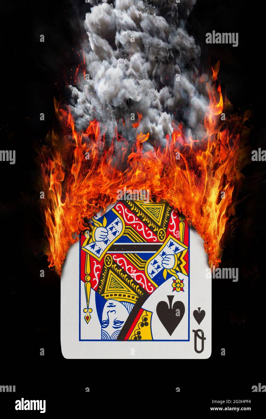 Playing card with fire and smoke Stock Photo - Alamy