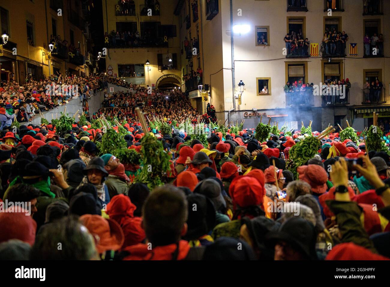 Dance of the Plens (Fire Demons) in the Patum de Berga festival, UNESCO ...