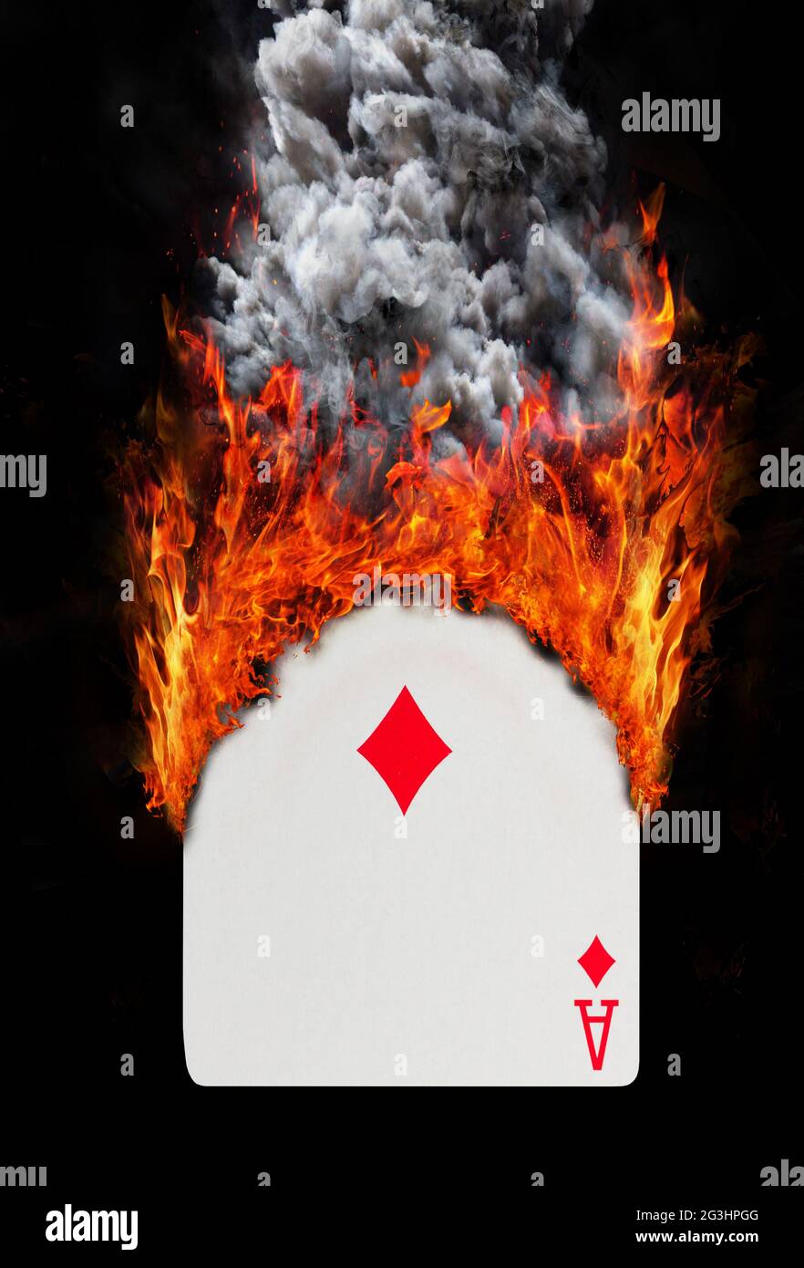 Playing card with fire and smoke Stock Photo - Alamy