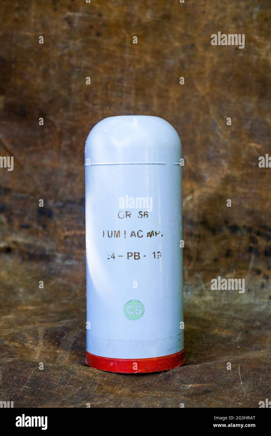 Tear-gas canister used by french riot police, France Stock Photo - Alamy