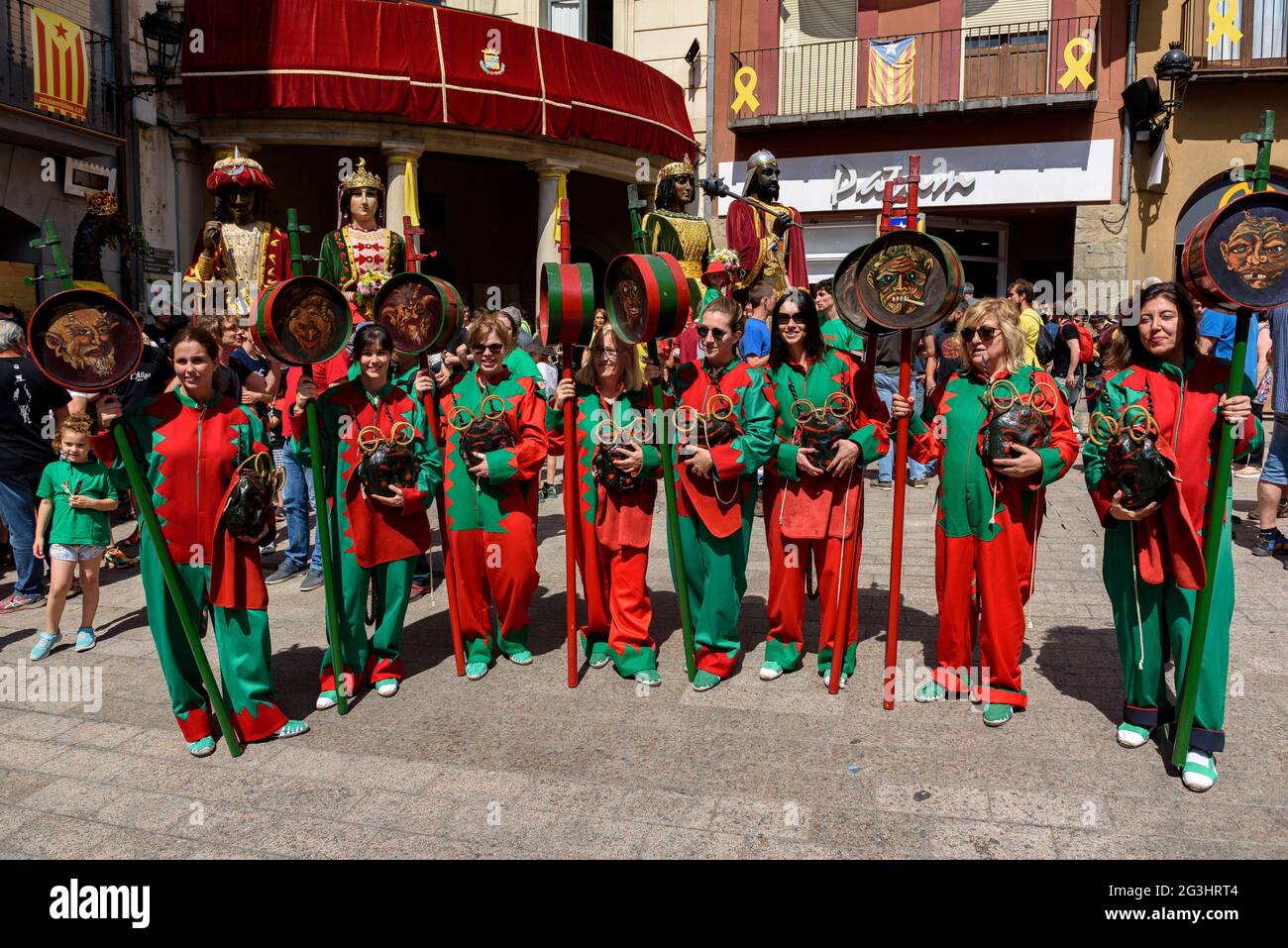 Dancers of the Maces and Àngels (Angels) in the Patum de Berga festival ...