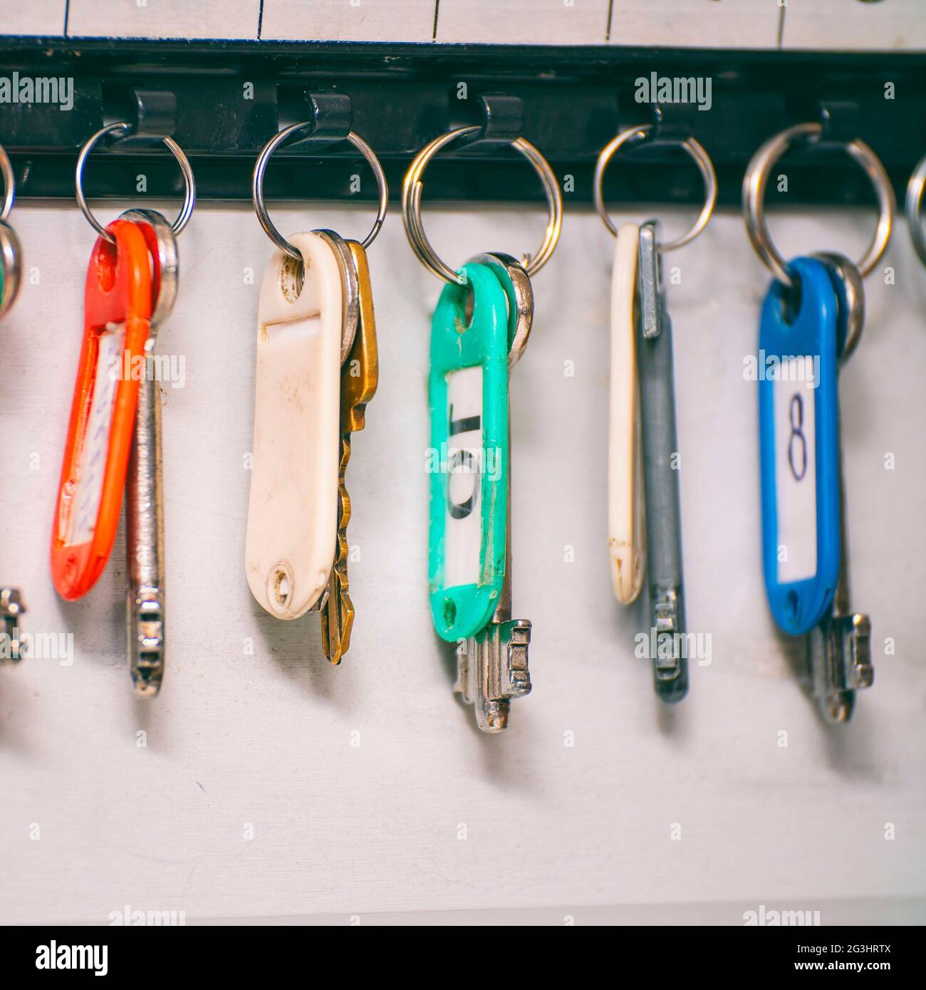 The keys to the doors with tags hang on hooks in a special drawer ...