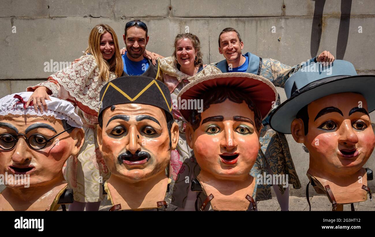 Dancers of the Nans Nous (New Dwarfs) in the Patum de Berga festival ...