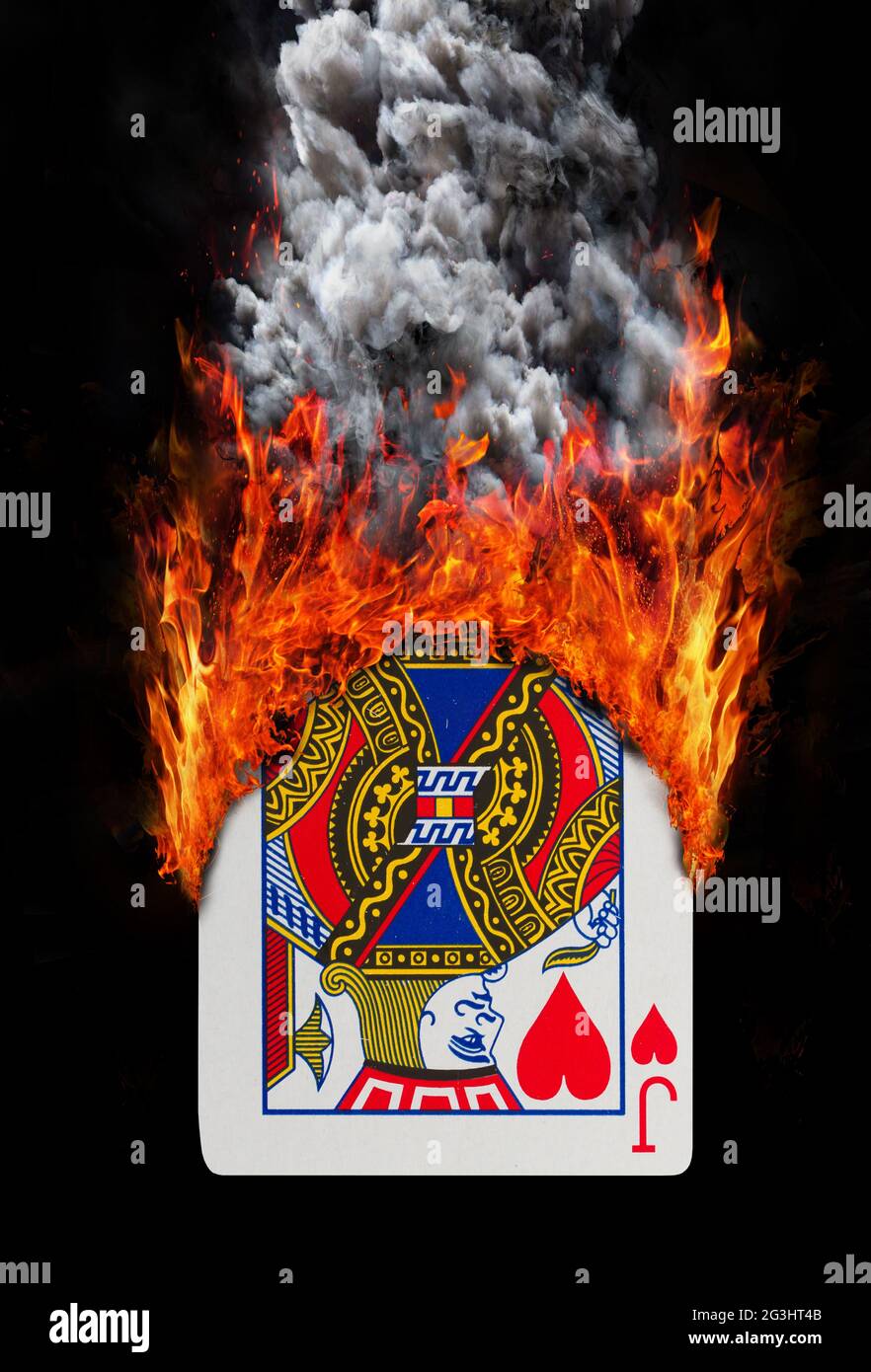 Playing card with fire and smoke Stock Photo - Alamy