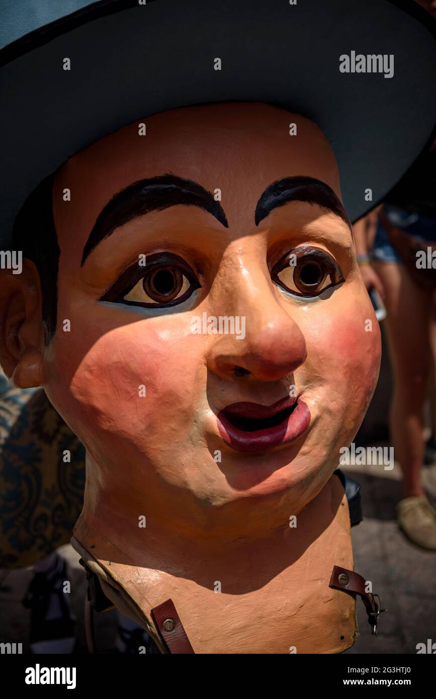 Figures of the Nans Nous (New Dwarfs) in the Patum de Berga festival ...