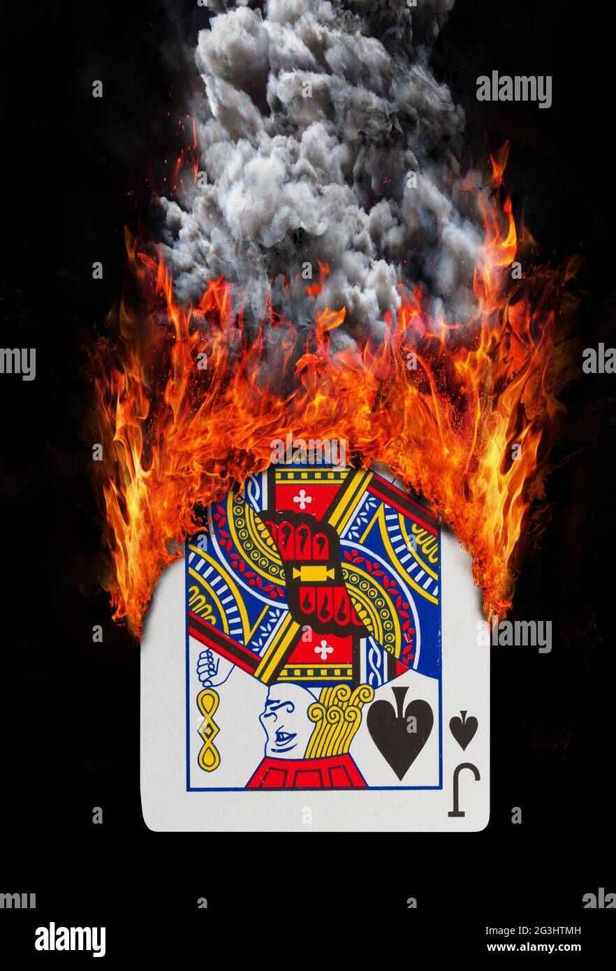 Playing card with fire and smoke Stock Photo - Alamy