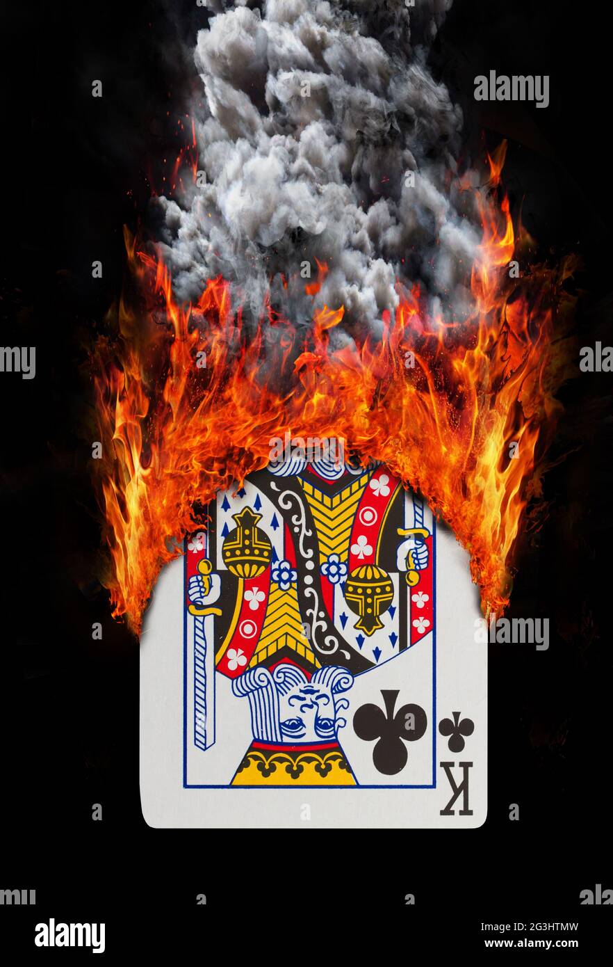 Playing card with fire and smoke Stock Photo - Alamy