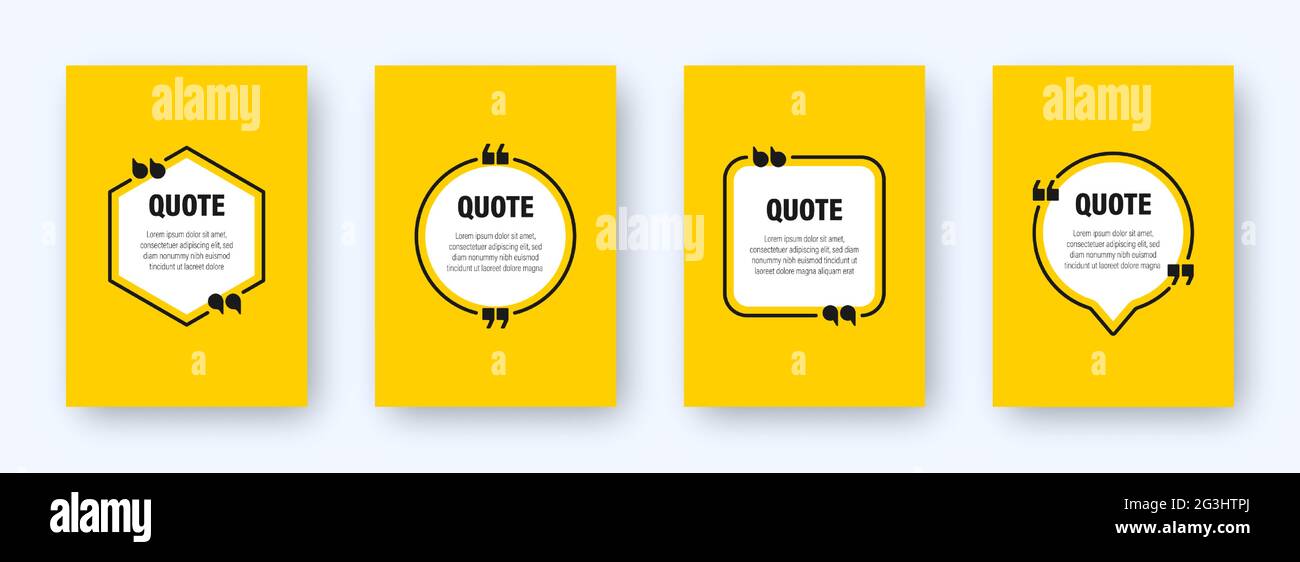 Set of modern yellow banners with quote frames. Speech bubbles with ...