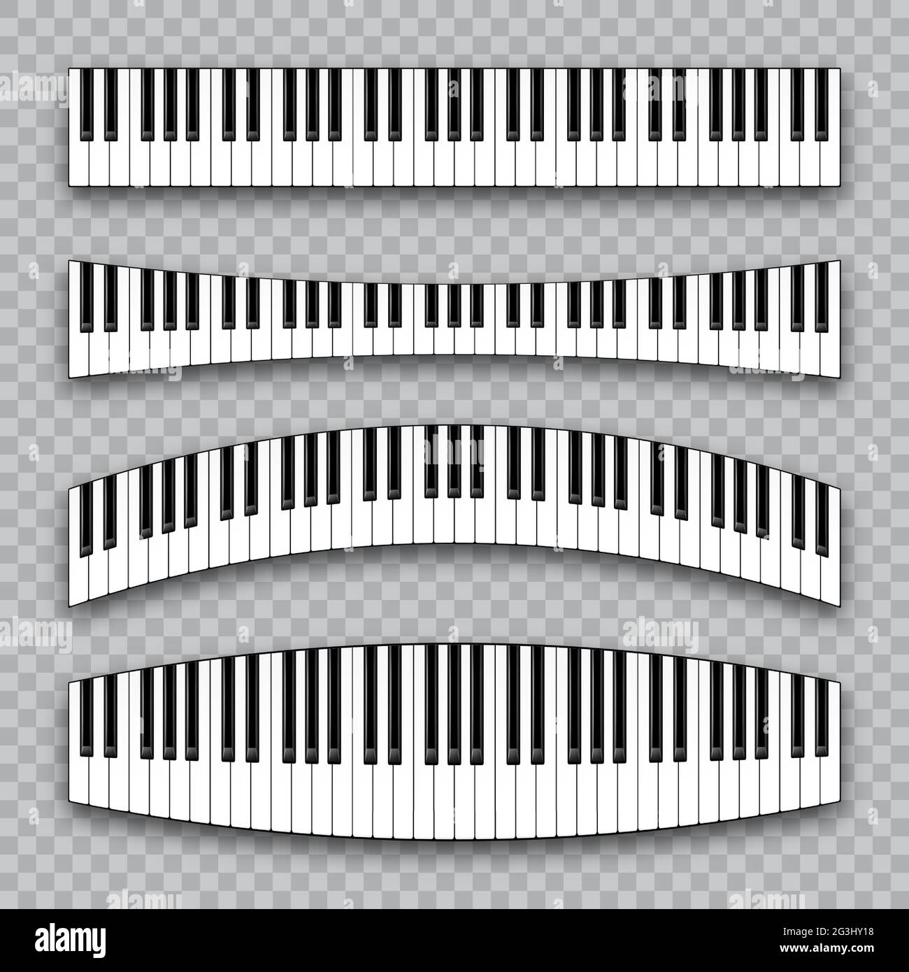 Realistic piano keys collection. Musical instrument keyboard on ...