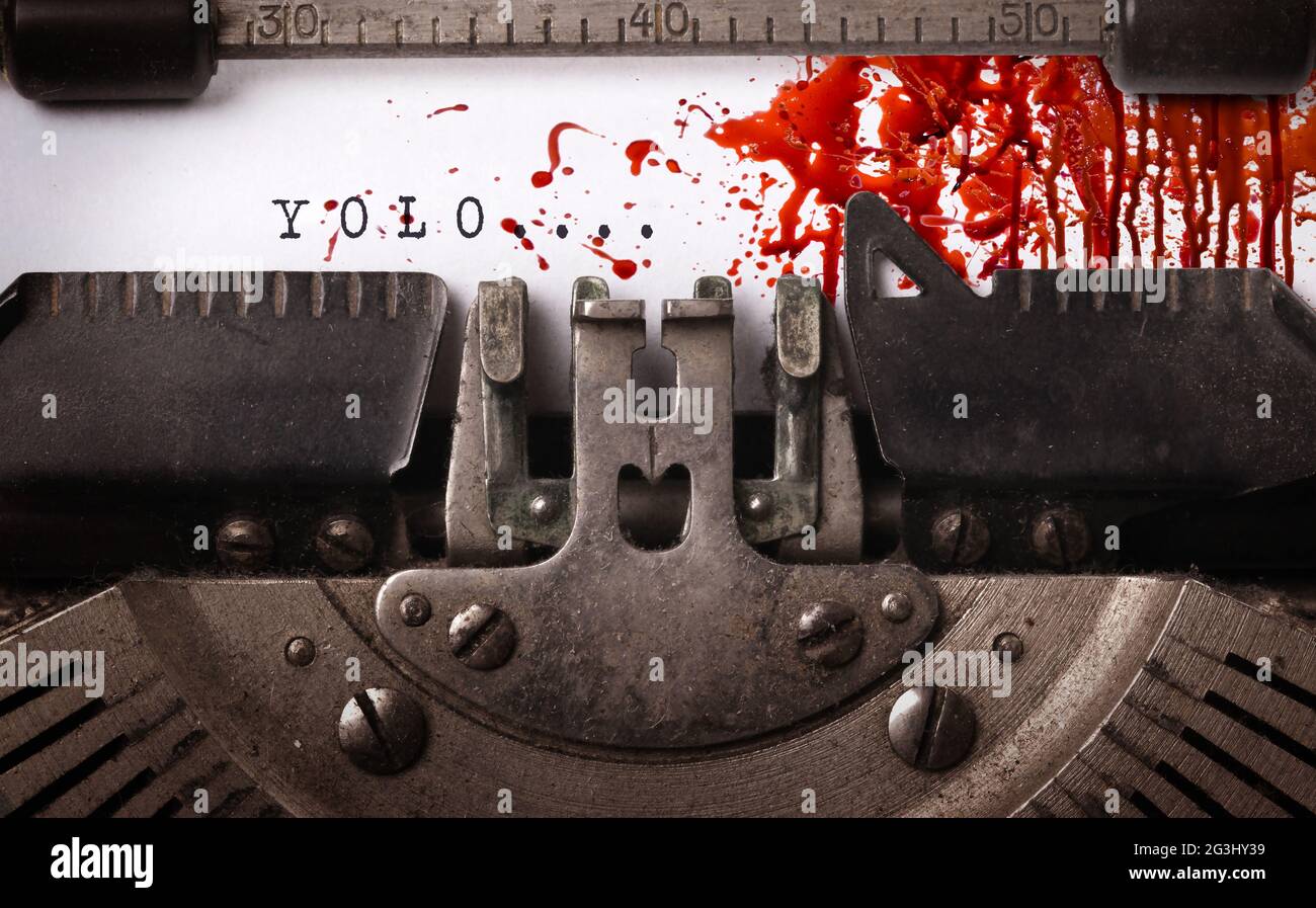 Bloody note - Vintage inscription made by old typewriter Stock Photo ...