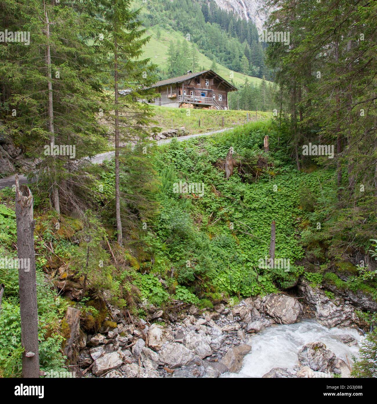 Typical farm in the swiss alps hi-res stock photography and images - Alamy