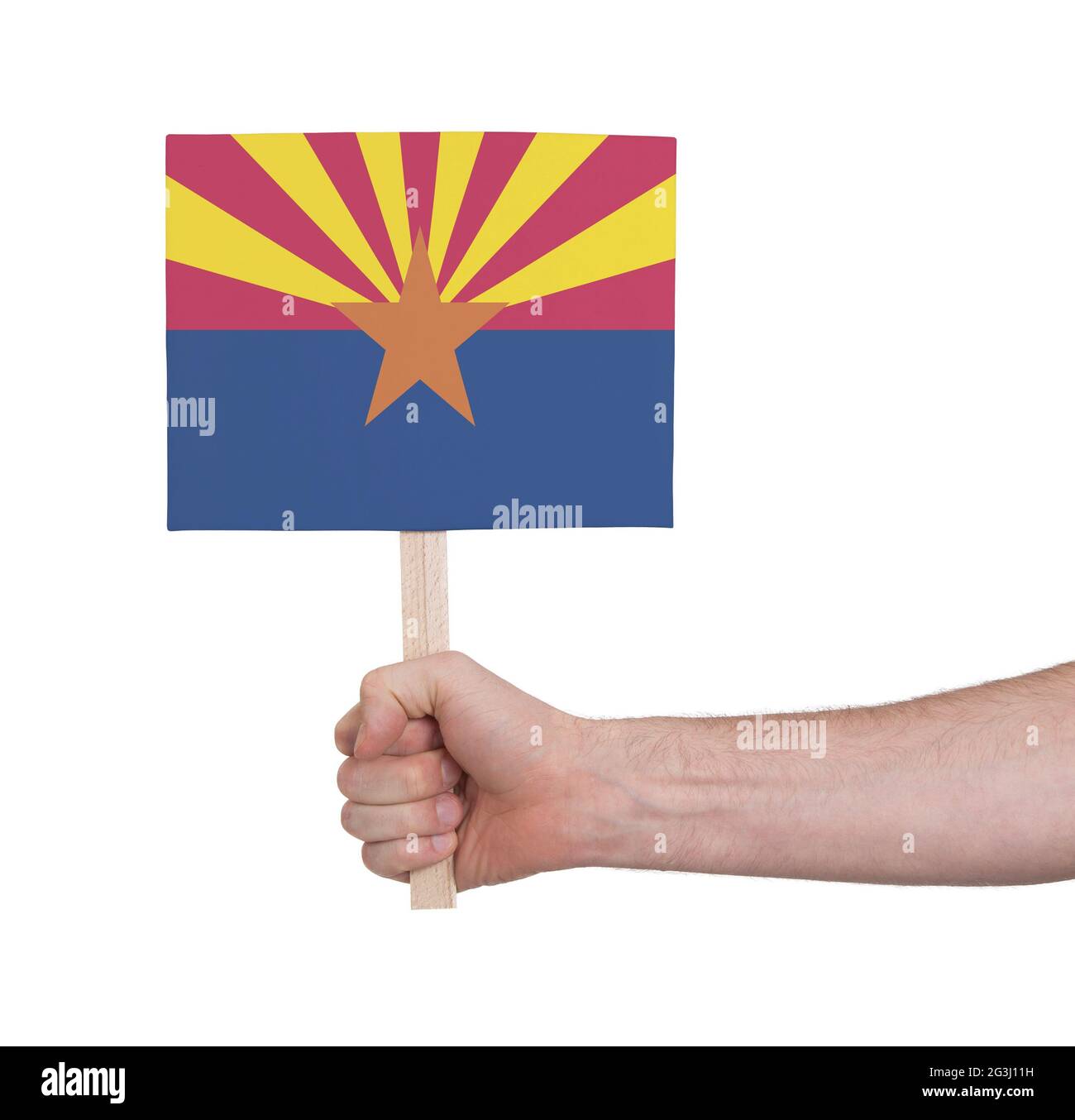 Hand holding small card - Flag of Arizona Stock Photo - Alamy