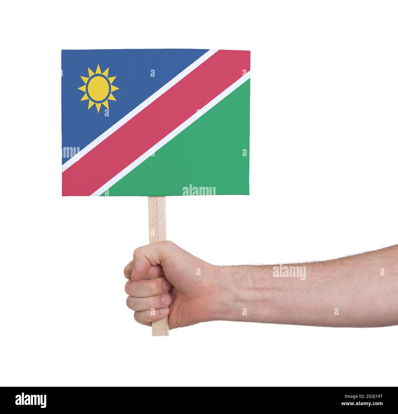 Hand holding small card - Flag of Namibia Stock Photo - Alamy