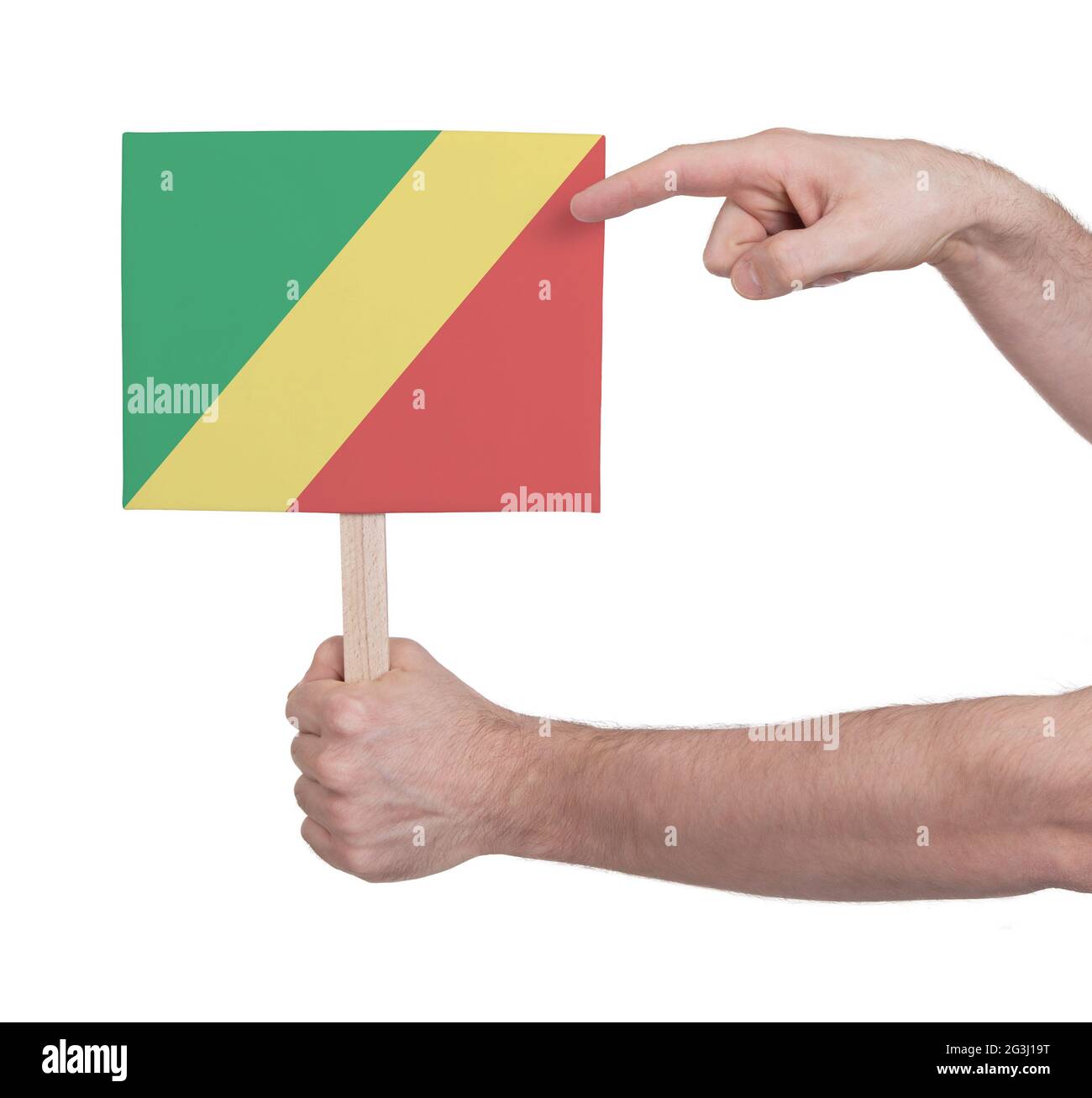 Hand holding small card - Flag of Congo Stock Photo - Alamy