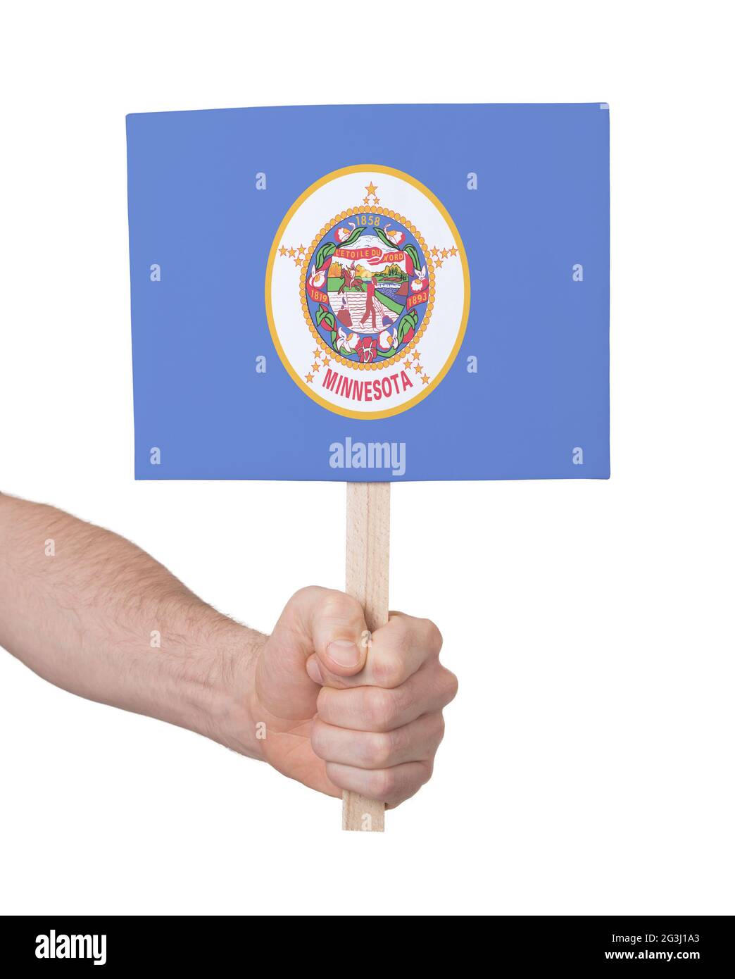 Hand holding small card - Flag of Minnesota Stock Photo - Alamy