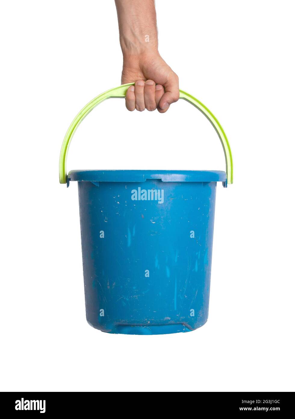 Human hand holding empty plastic pail Stock Photo - Alamy
