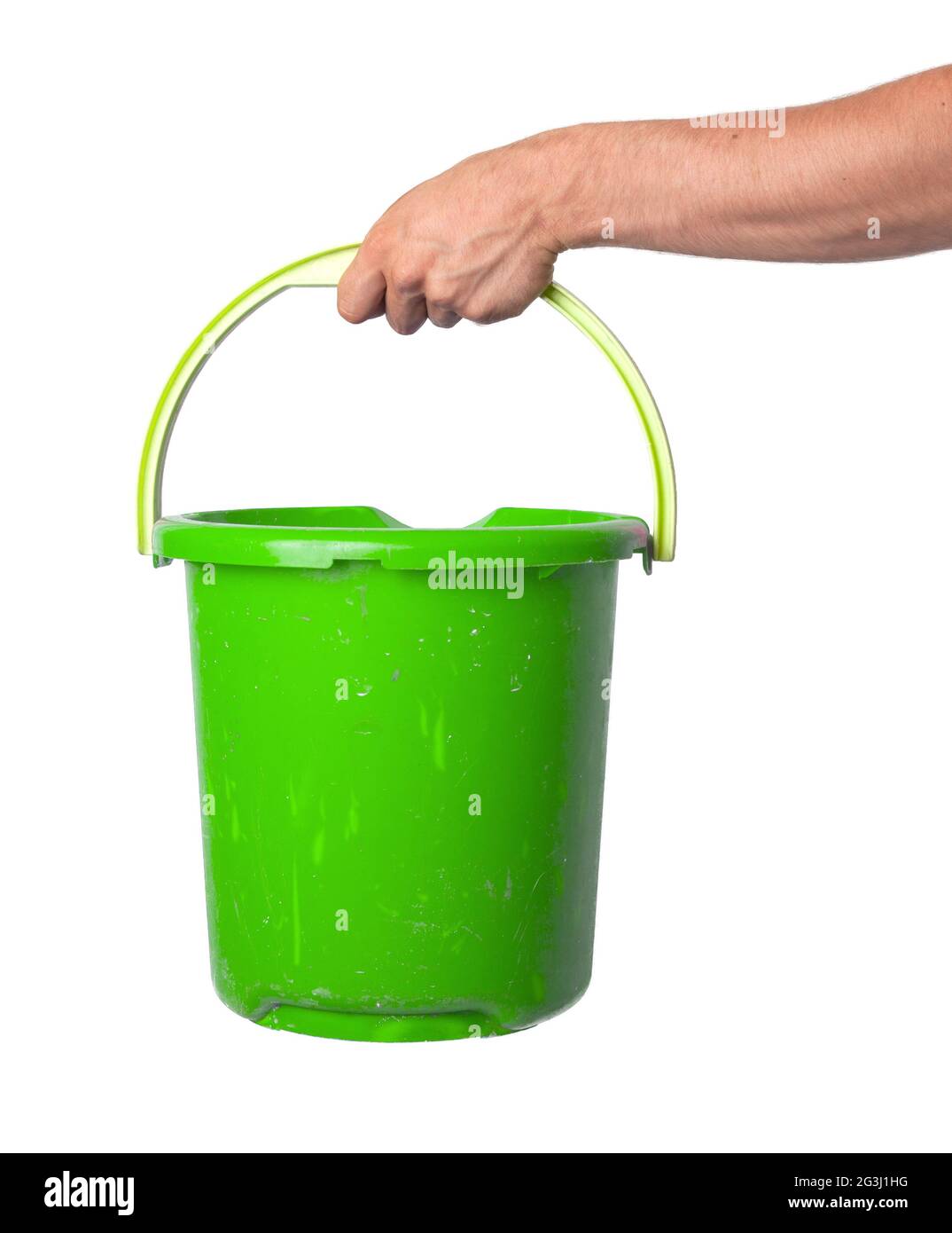 Human hand holding empty plastic pail Stock Photo - Alamy