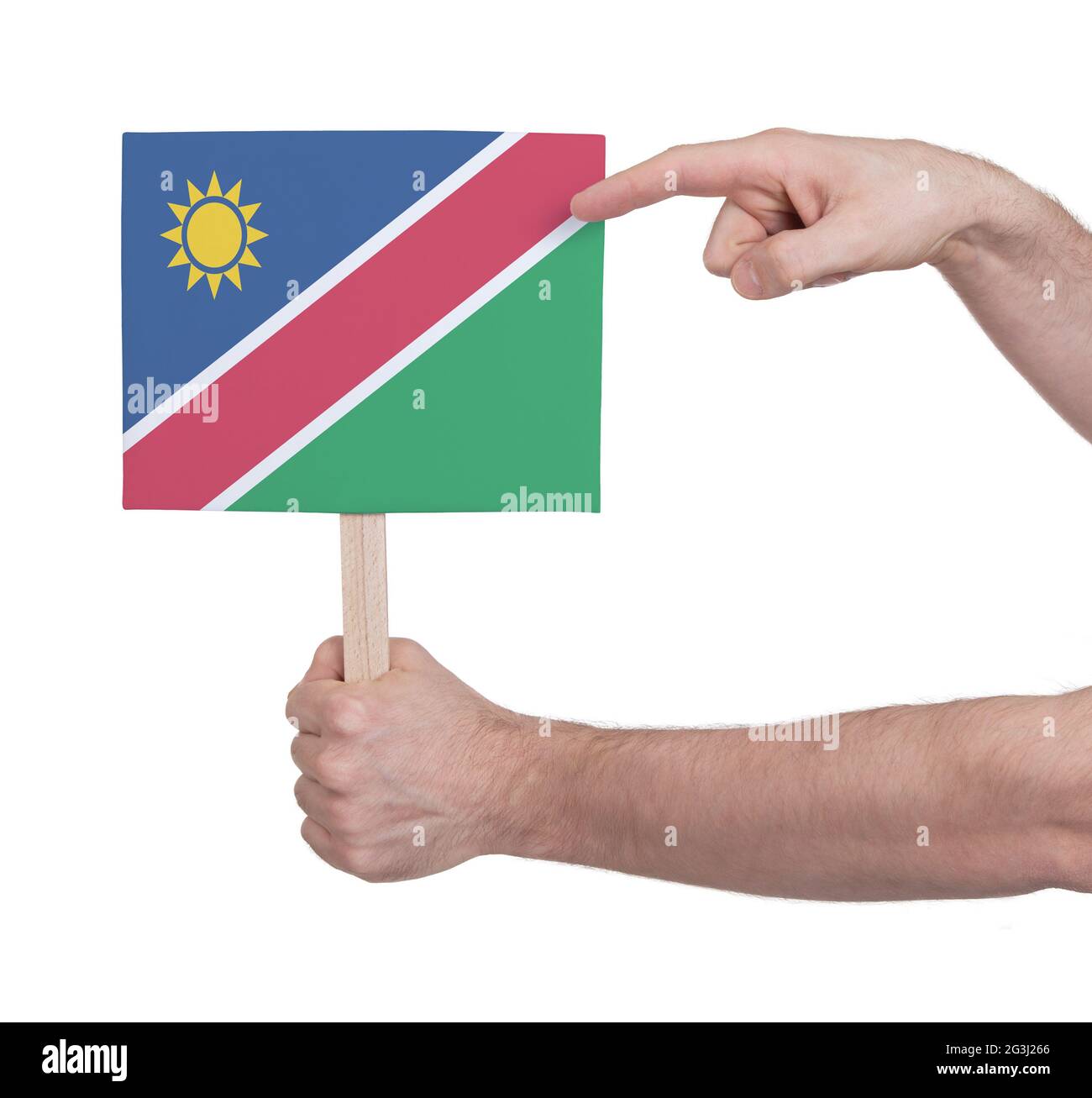 Hand holding small card - Flag of Namibia Stock Photo - Alamy