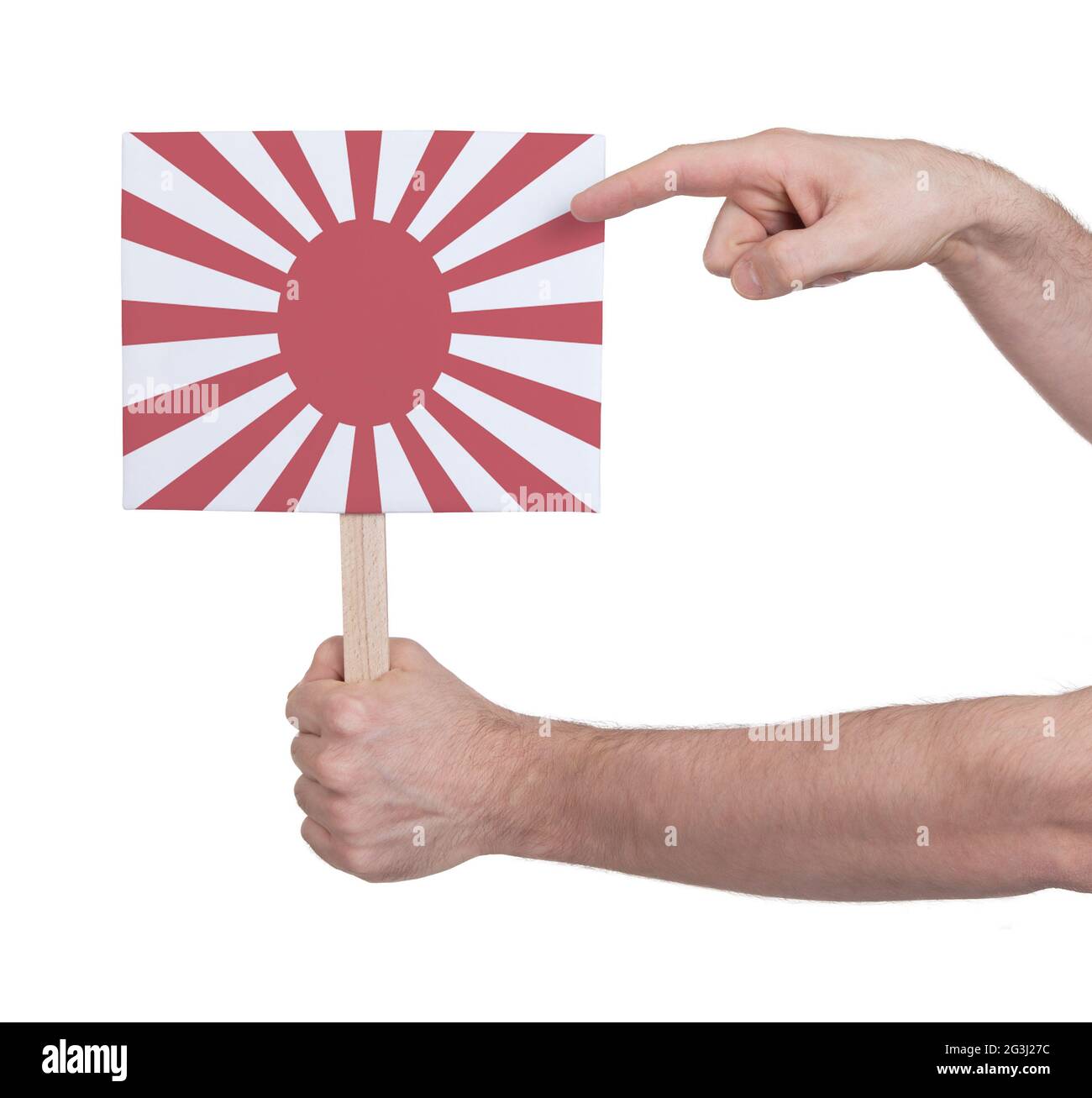 Hand holding small card - Flag of Japan Stock Photo - Alamy