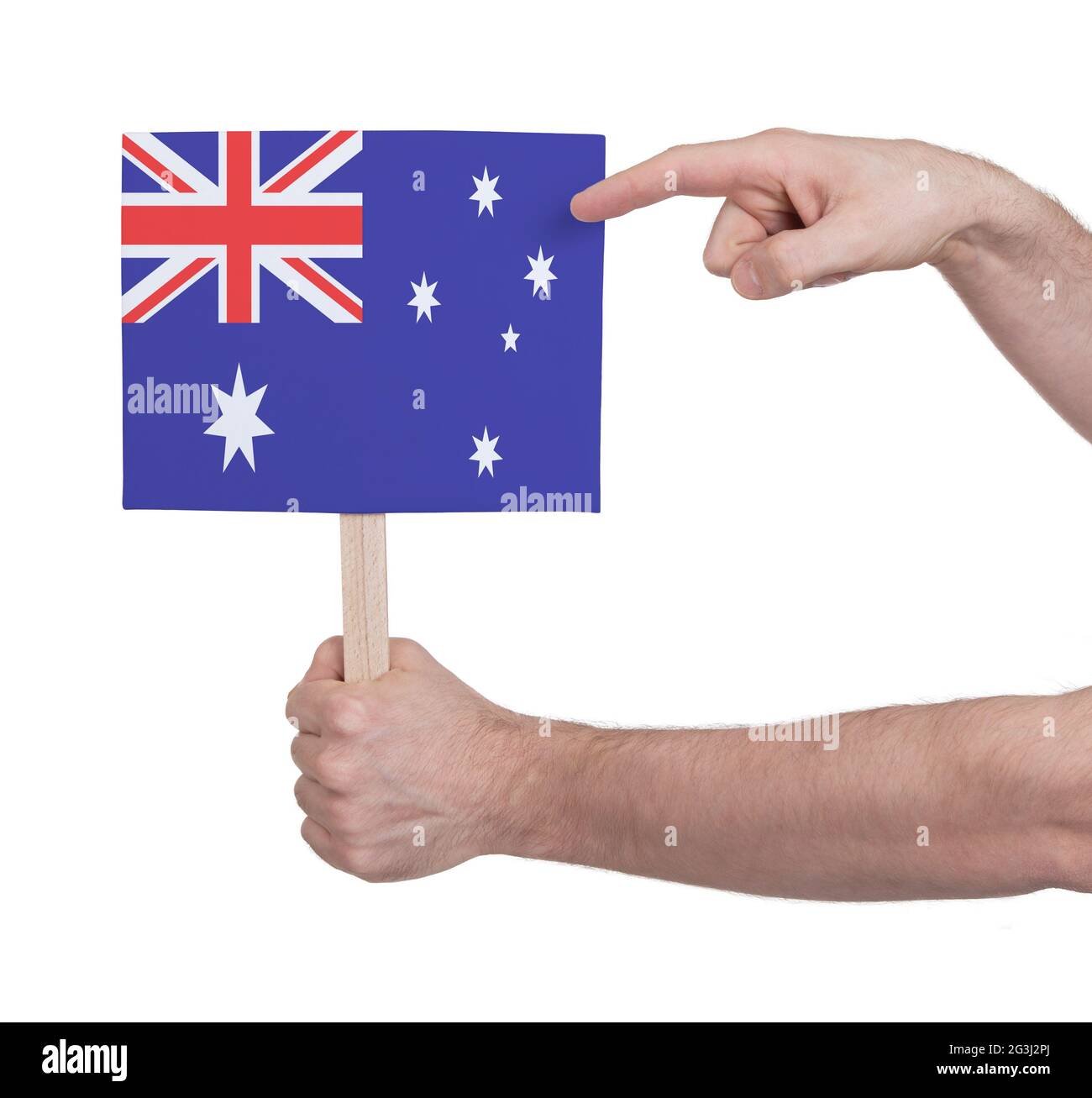Hand holding small card - Flag of Australia Stock Photo - Alamy