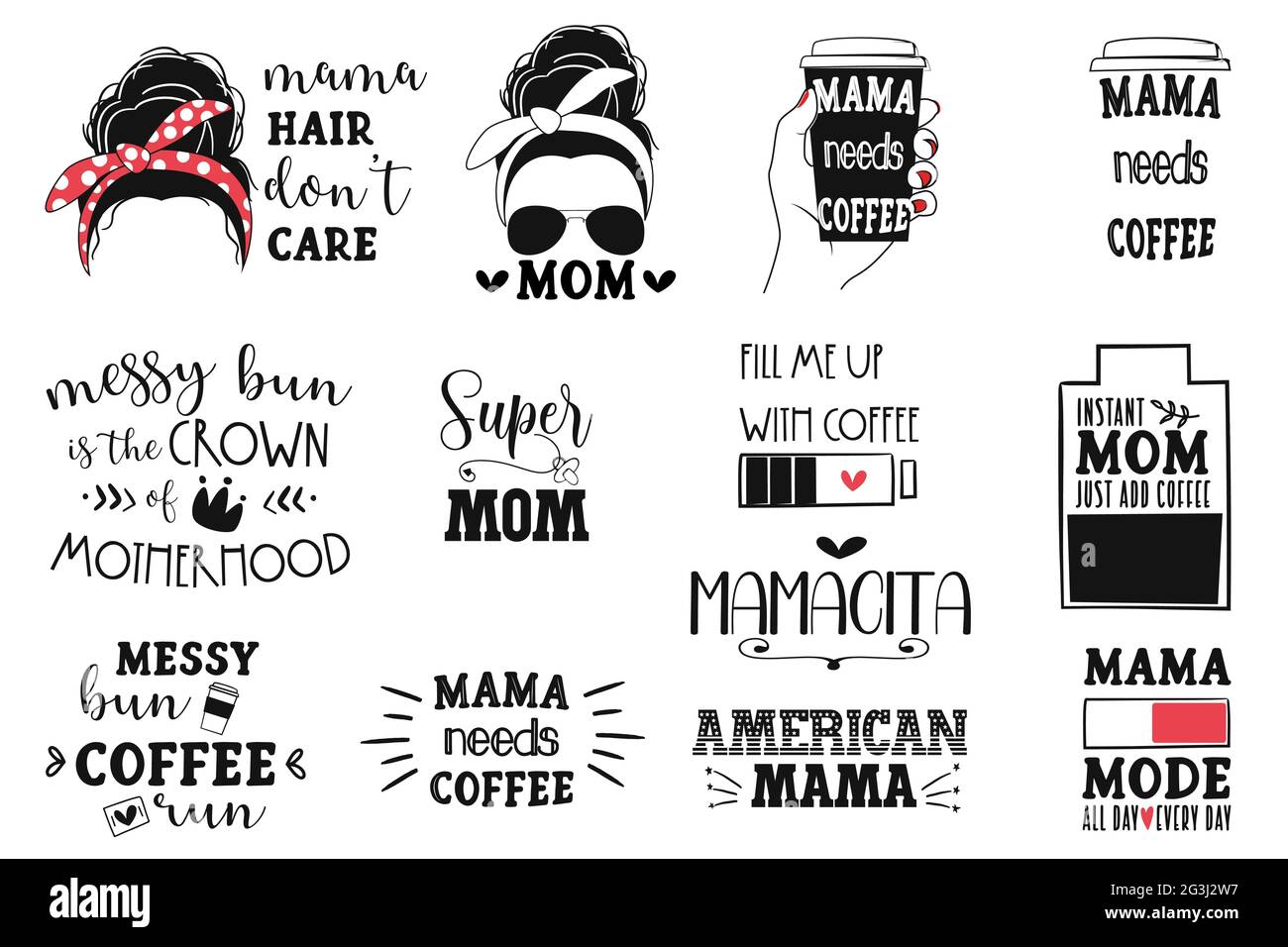 Hand drawm mama quotes, momlife, vector illustration Stock Vector Image ...