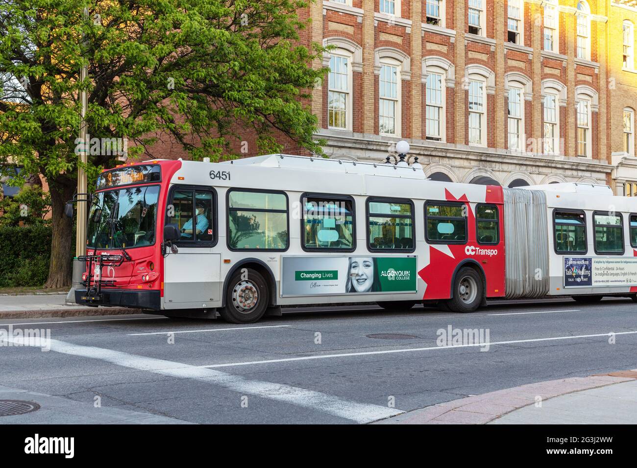 Ottawa, Canada May 23, 2021: Public bus passing crossroads in downtown ...