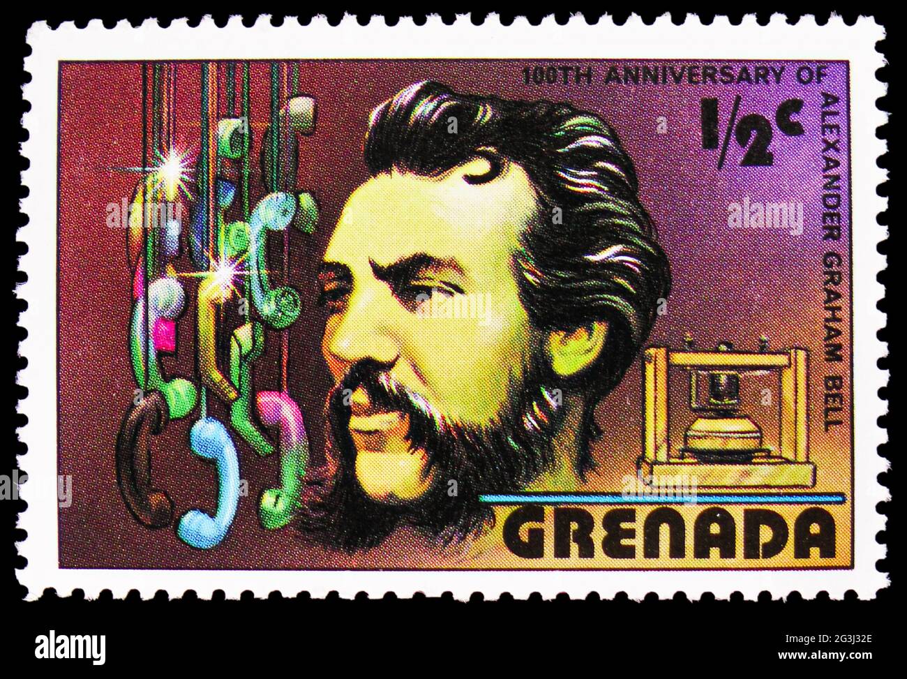 MOSCOW, RUSSIA - APRIL 15, 2021: Postage stamp printed in Grenada shows ...