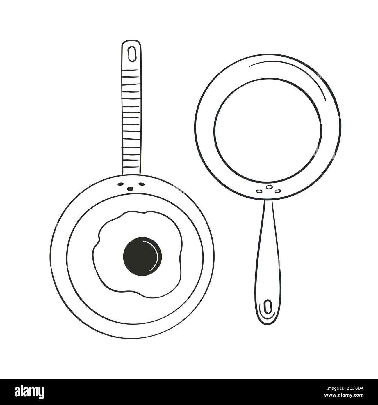 Sketch fry pan in doodle style. Hand drawing vector illustration Stock ...