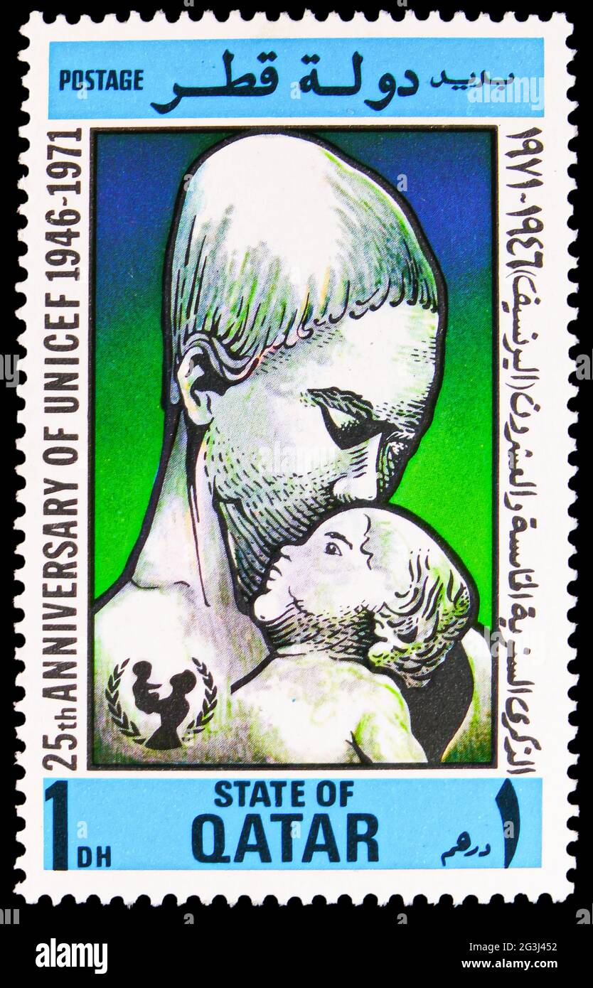 MOSCOW, RUSSIA - APRIL 15, 2021: Postage stamp printed in Qatar shows ...