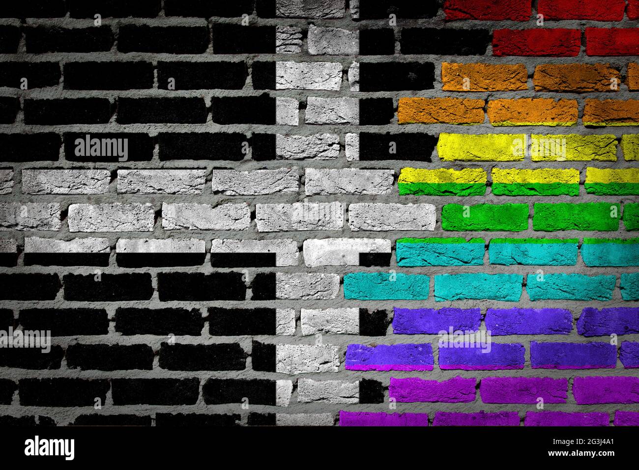 Dark brick wall - Cornwall Stock Photo - Alamy