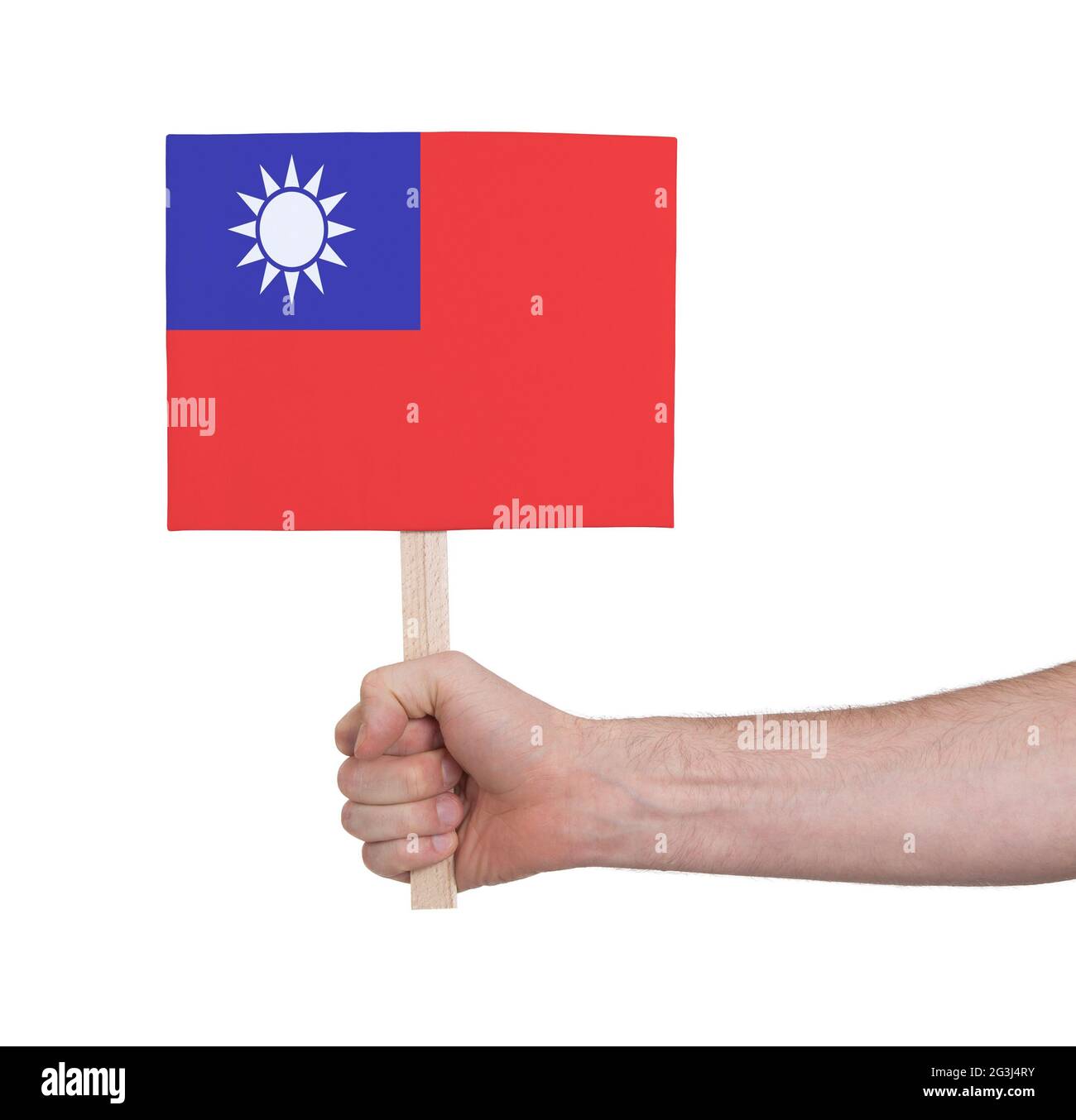 Hand holding small card - Flag of Taiwan Stock Photo - Alamy