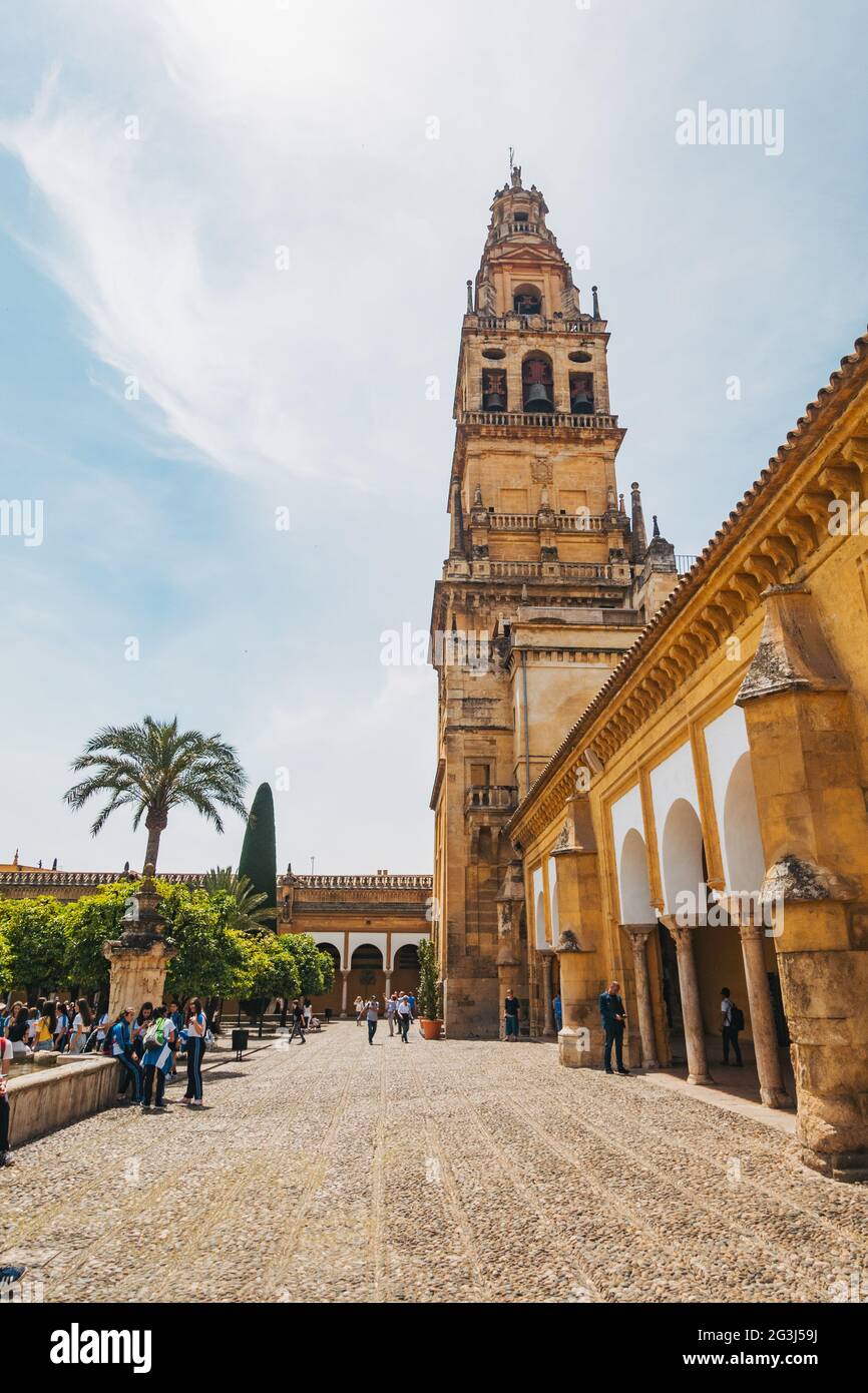 The Bell Tower at the Mezquita of Córdoba, Spain. At 54 meters, it is ...