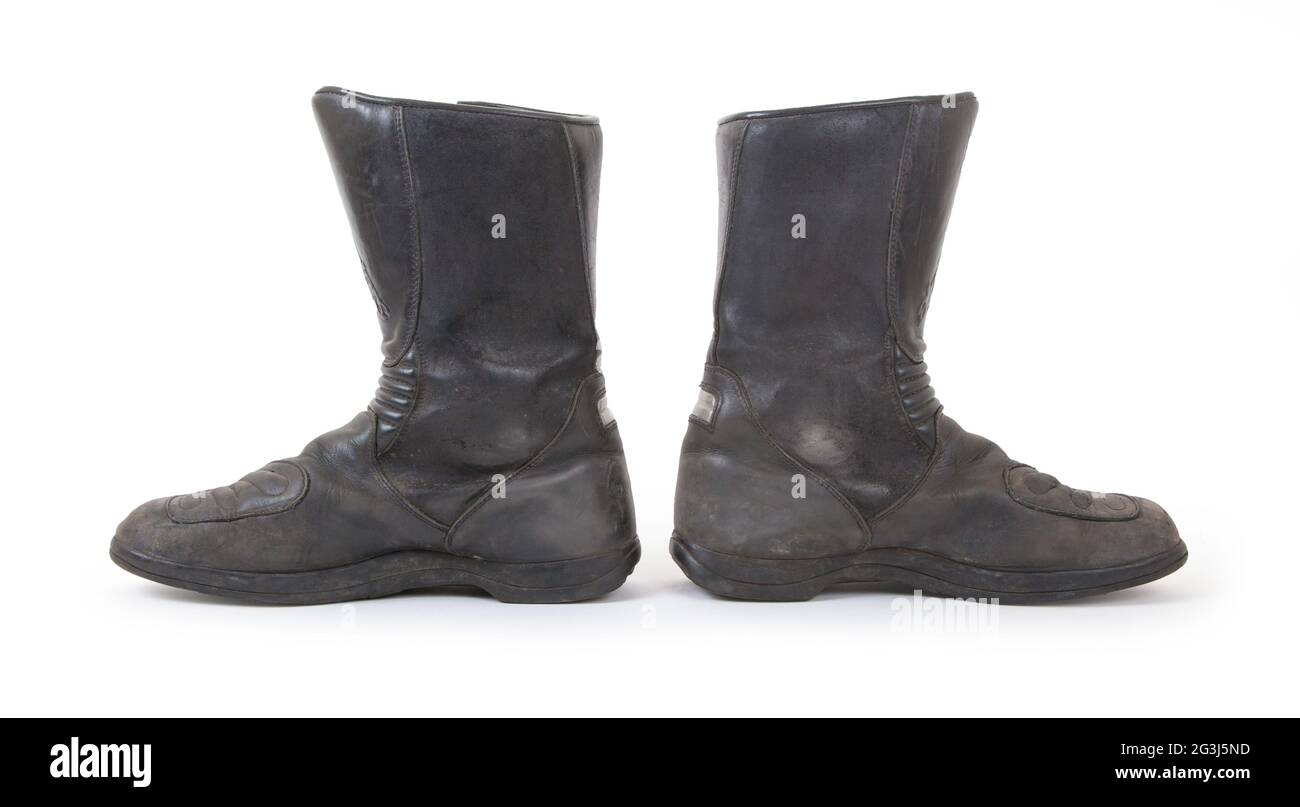 Old motorcycle boots Stock Photo - Alamy