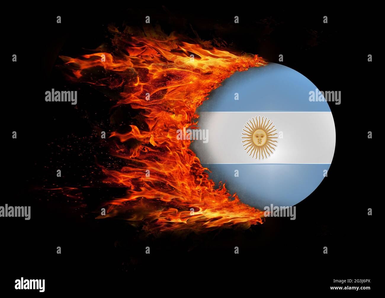 Flag with a trail of fire - Argentina Stock Photo - Alamy