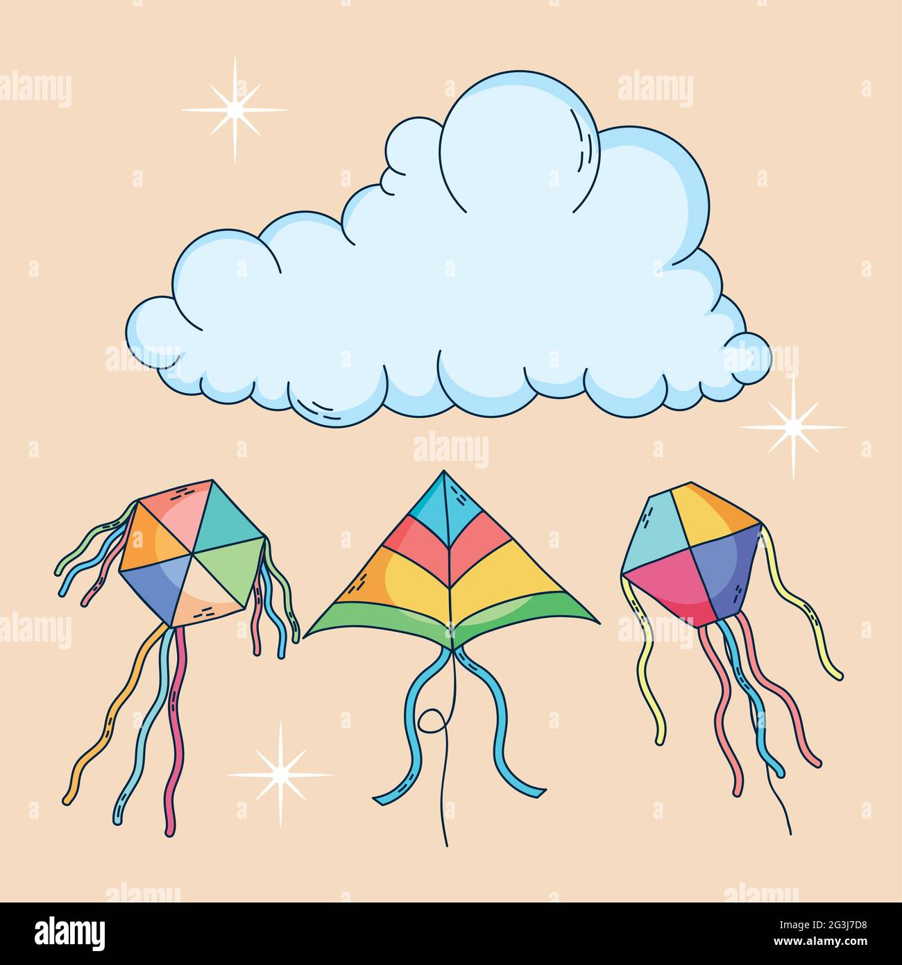 colorful kites and cloud design Stock Vector Image & Art - Alamy
