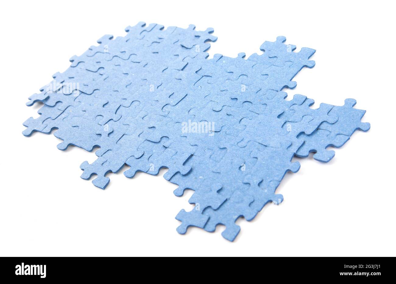 Connected blue puzzle pieces isolated Stock Photo - Alamy