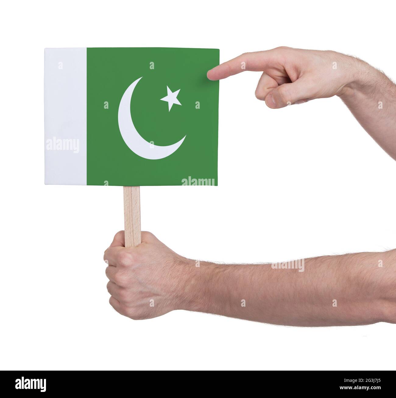 Hand holding small card - Flag of Pakistan Stock Photo - Alamy