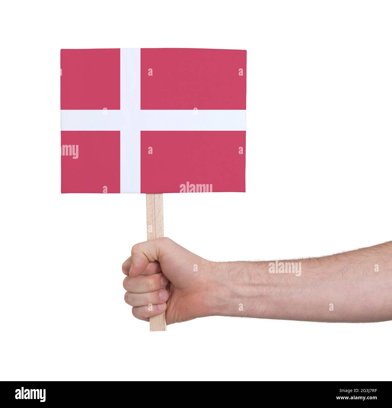 Hand holding small card - Flag of Denmark Stock Photo - Alamy