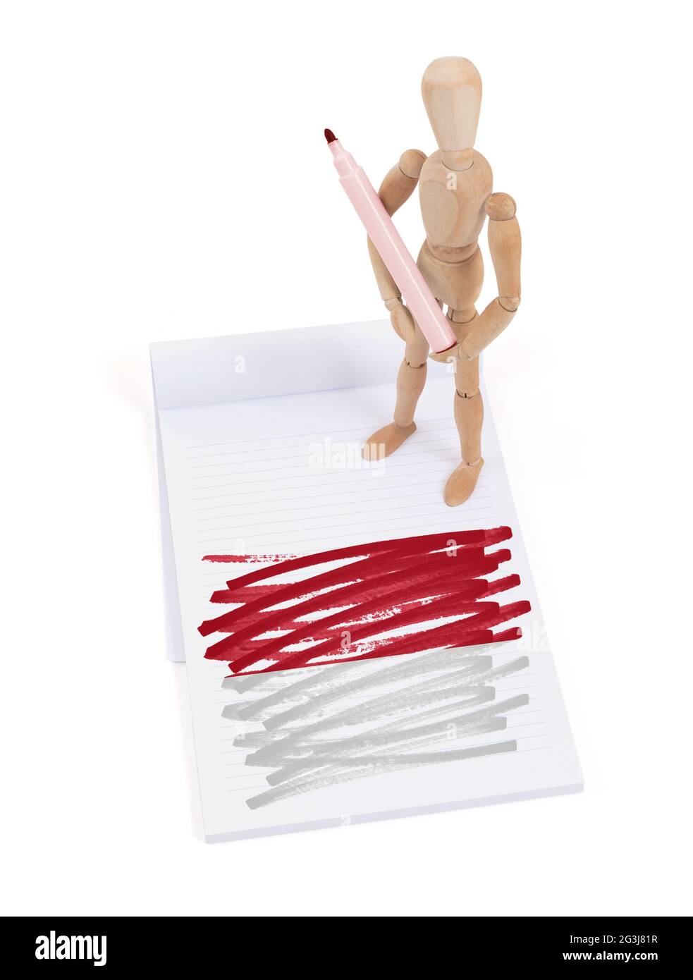 Wooden mannequin made a drawing - Monaco Stock Photo - Alamy