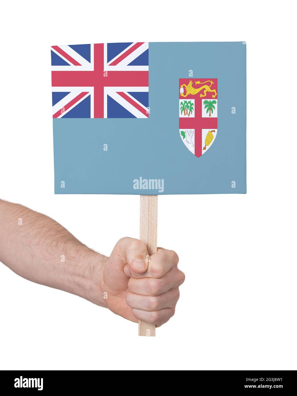 Hand holding small card - Flag of Fiji Stock Photo - Alamy