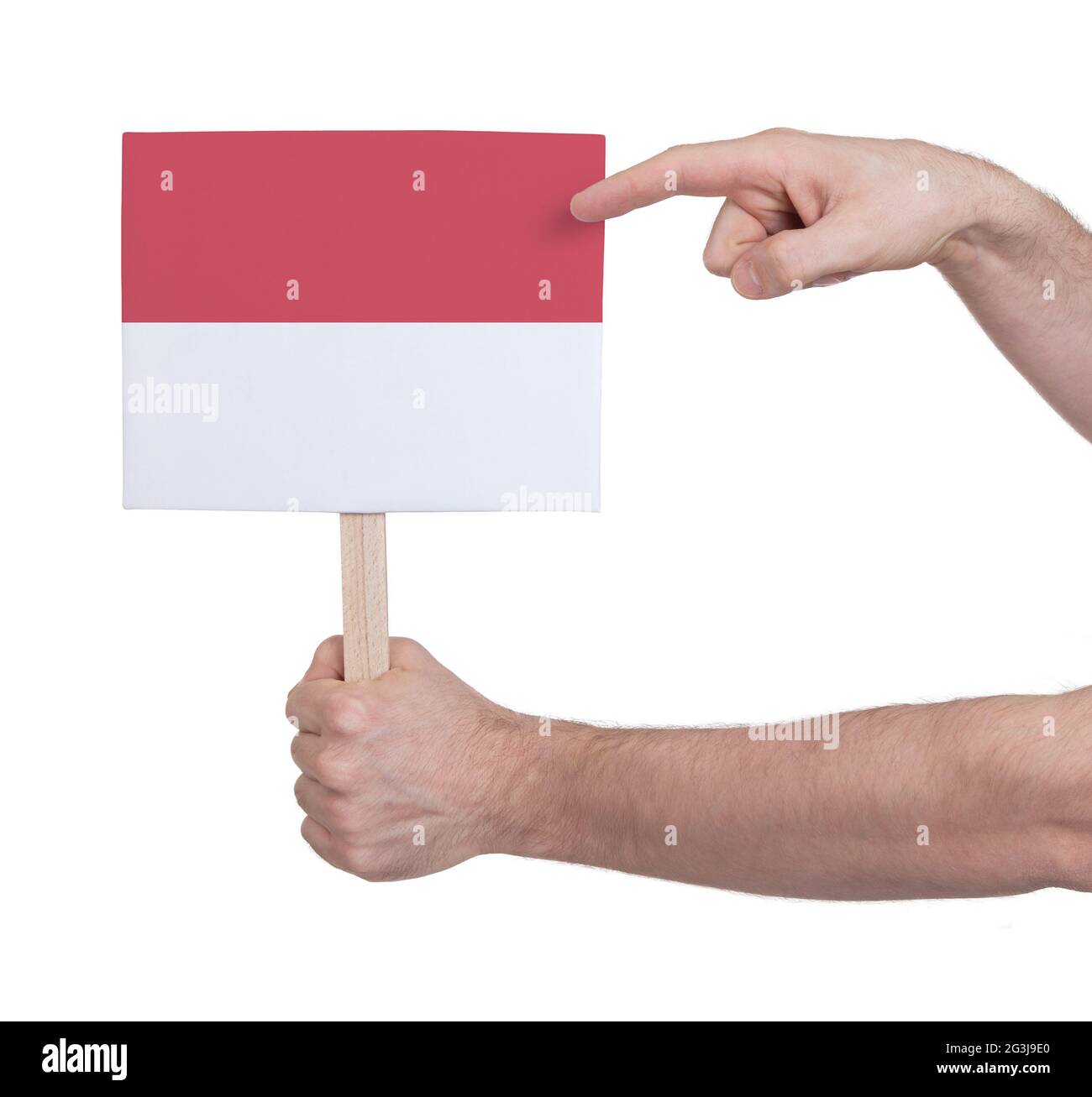 Hand holding small card - Flag of Monaco Stock Photo - Alamy
