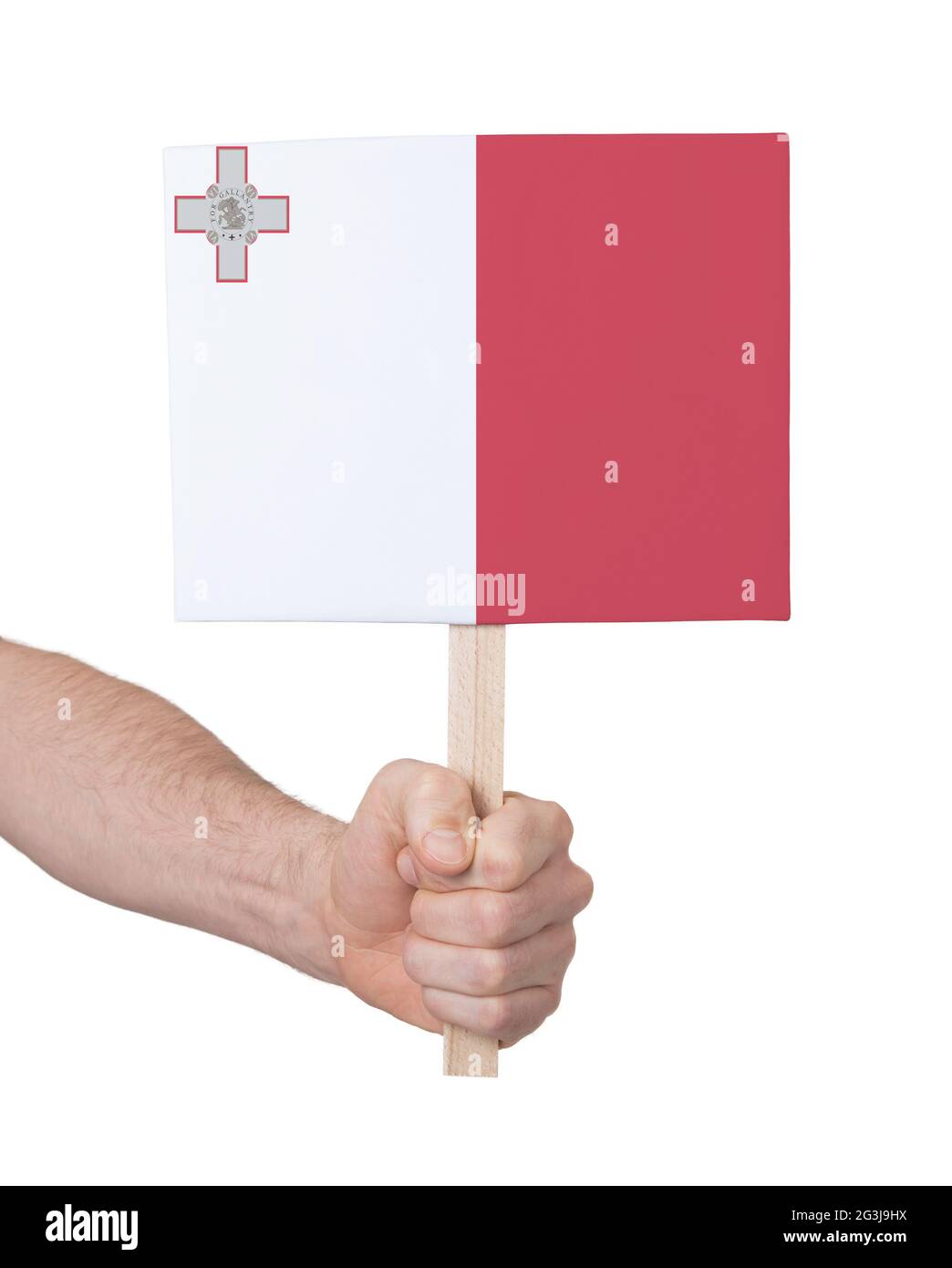 Hand holding small card - Flag of Malta Stock Photo - Alamy