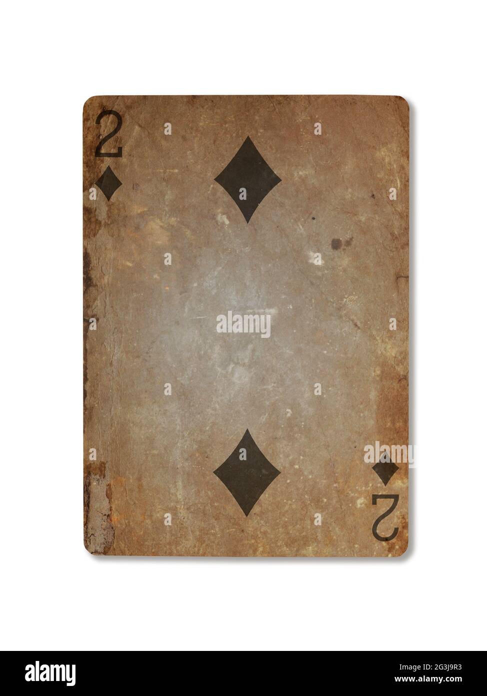 Very old playing card, two of diamonds Stock Photo - Alamy