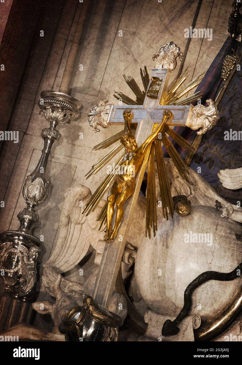 Inside of a creepy old church Stock Photo - Alamy