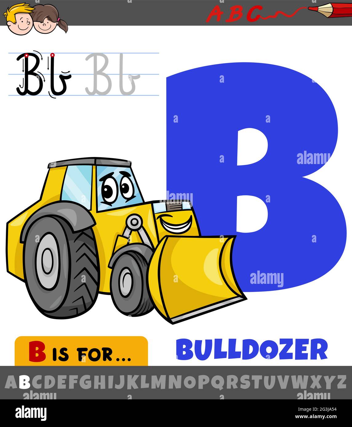 Educational cartoon illustration of letter B from alphabet with ...